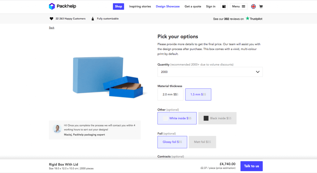 Get an instant quote on your custom packaging | Packhelp